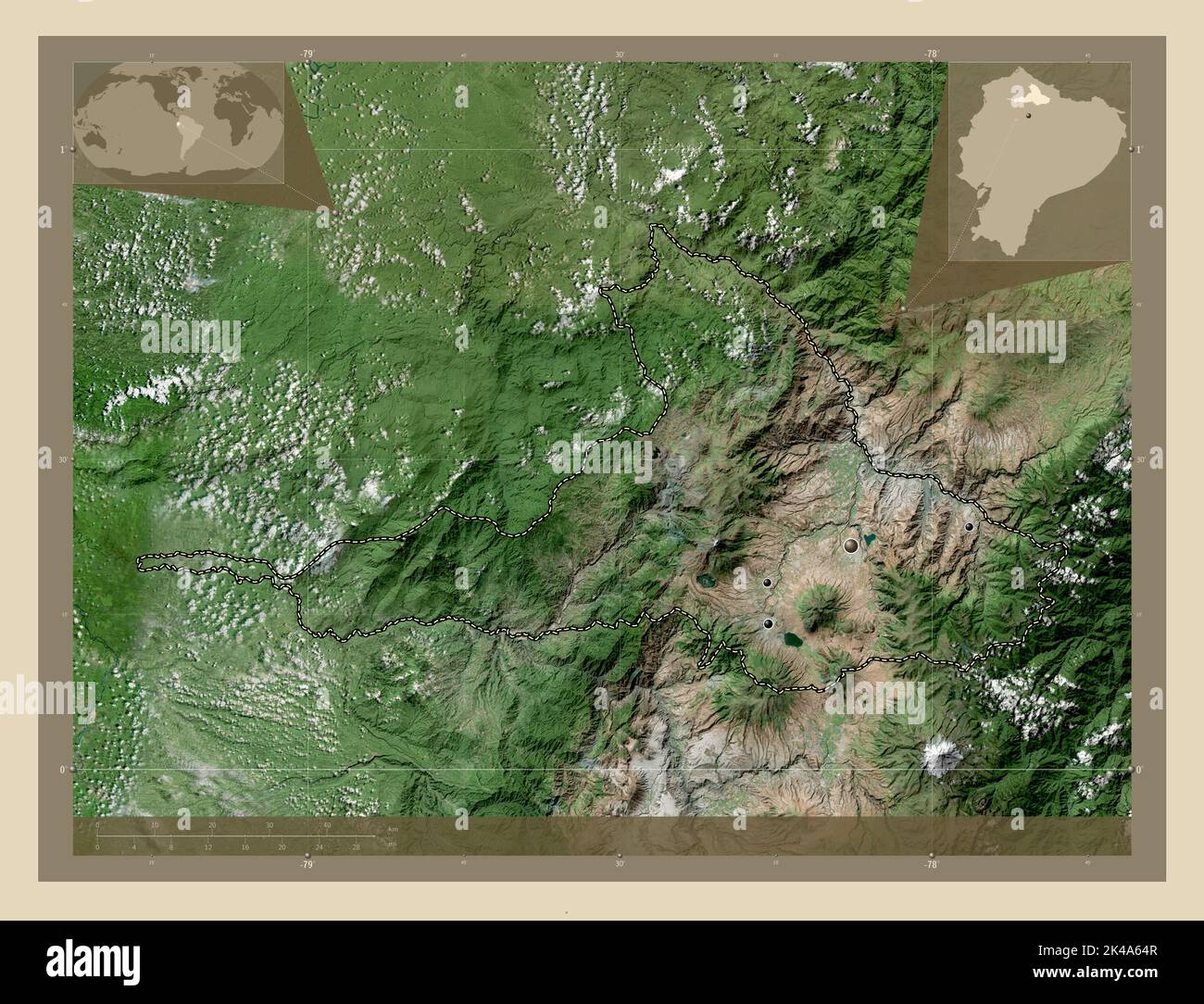 Imbabura, province of Ecuador. High resolution satellite map. Locations ...