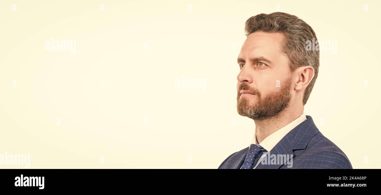 Portrait closeup of serious professional employee in formal suit. Man ...
