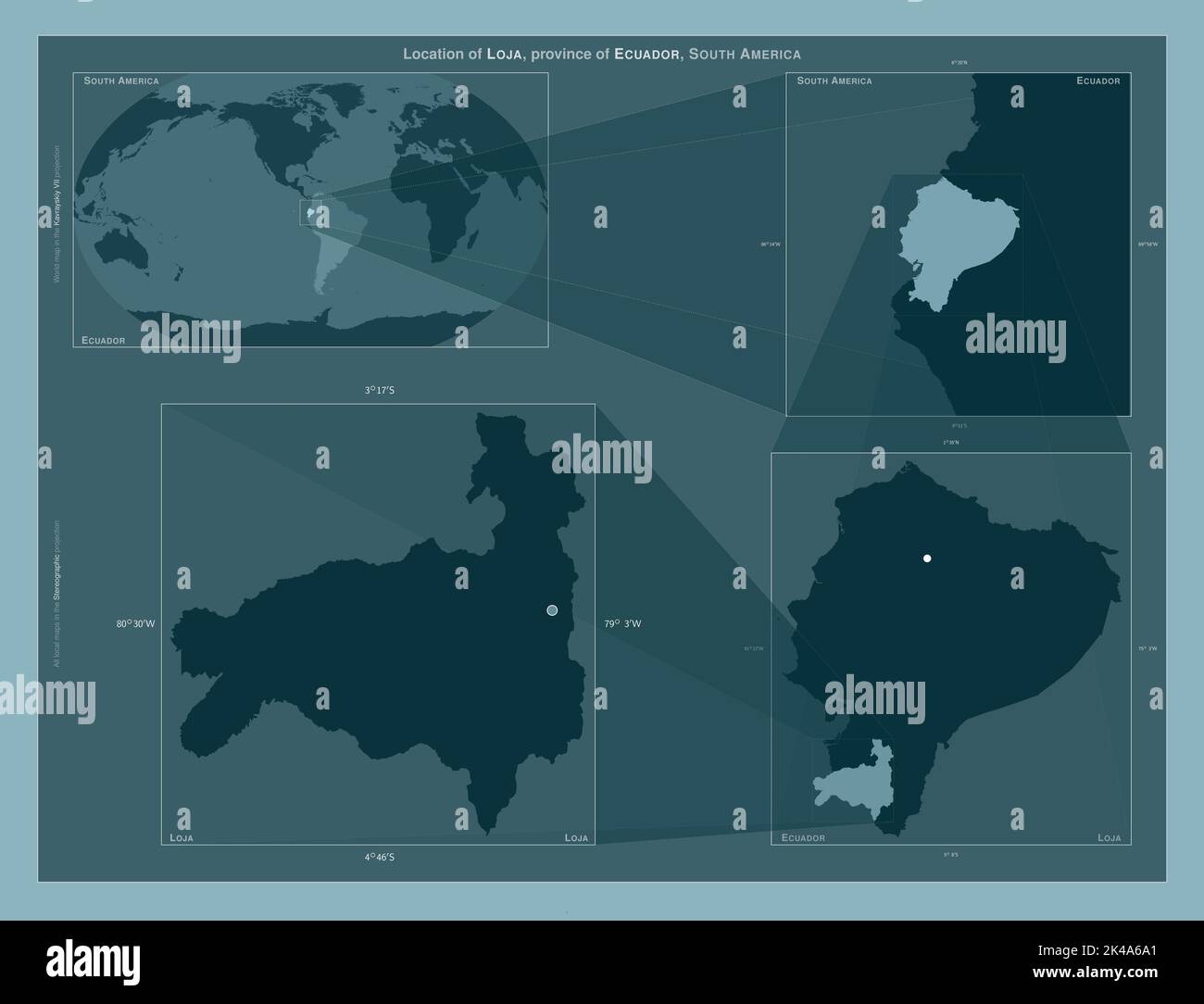 Loja, province of Ecuador. Diagram showing the location of the region ...