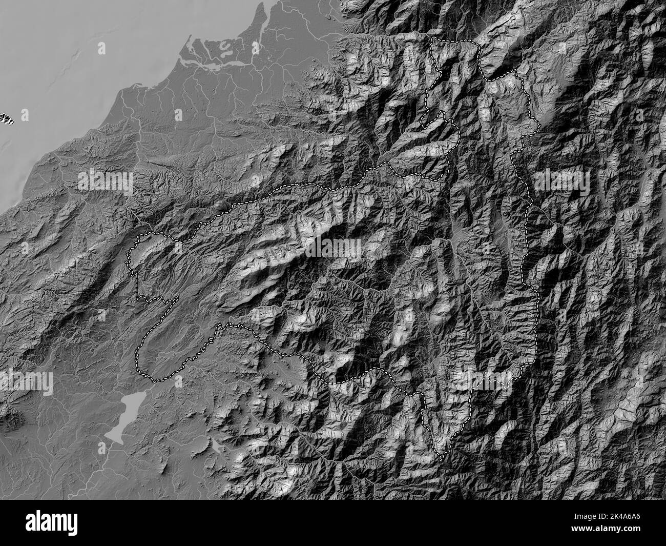 Loja, province of Ecuador. Bilevel elevation map with lakes and rivers ...