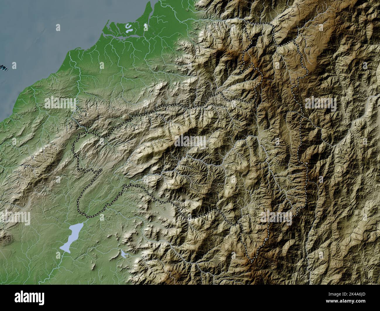 Loja, province of Ecuador. Elevation map colored in wiki style with ...