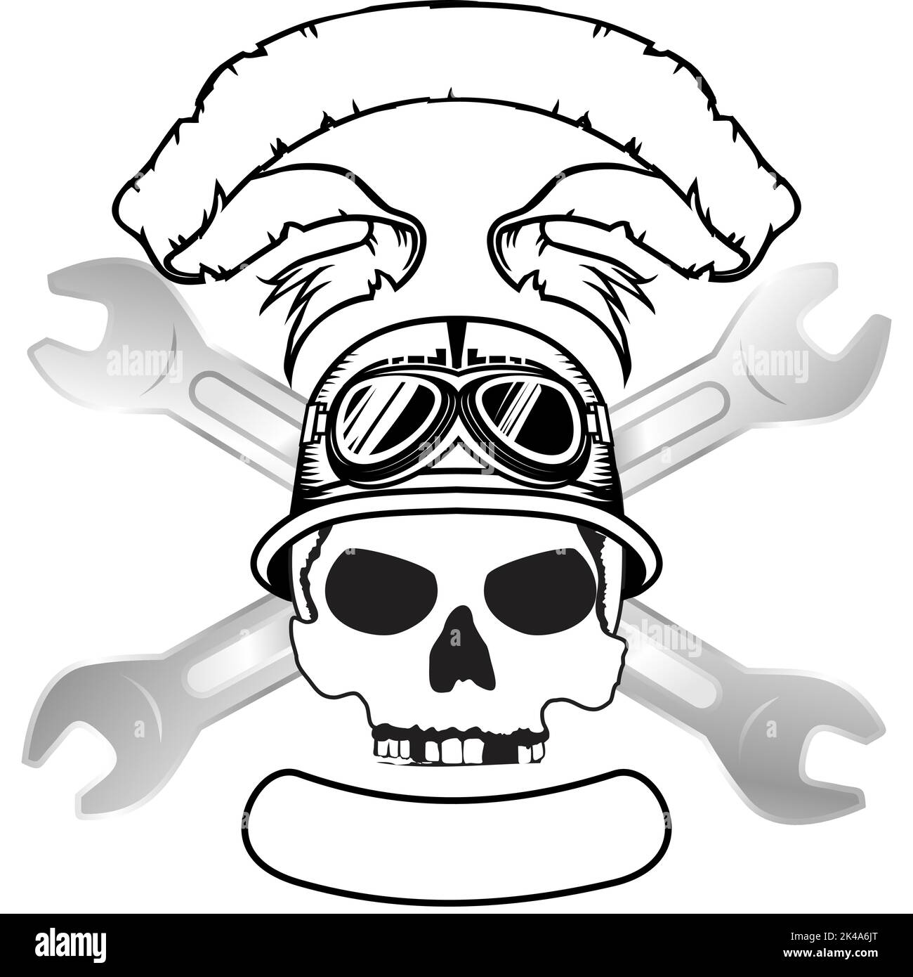 biker helmet skull crest tattoo helmet illustration in vector format ...