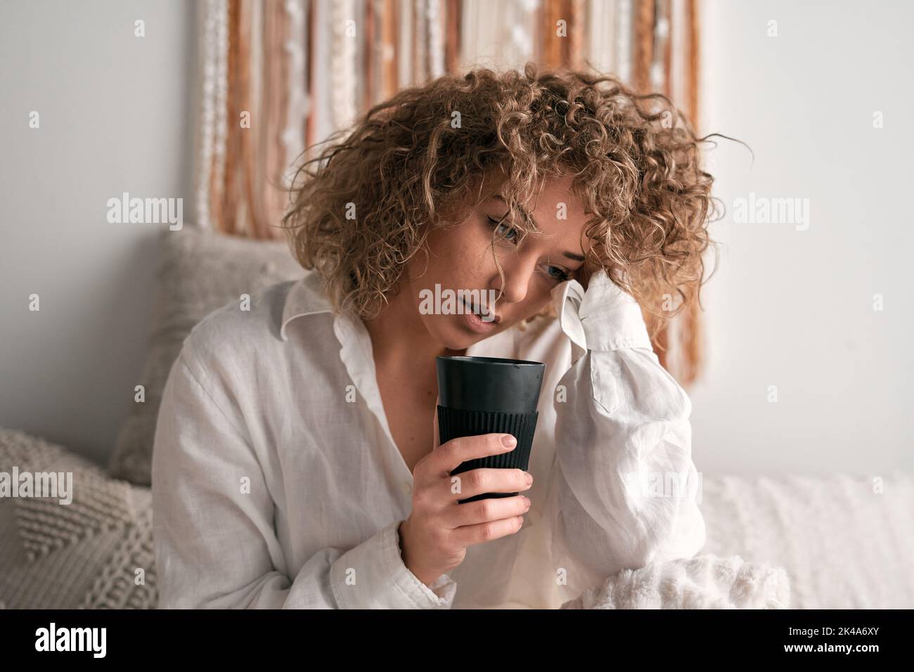 Sad woman coffee hi-res stock photography and images - Alamy