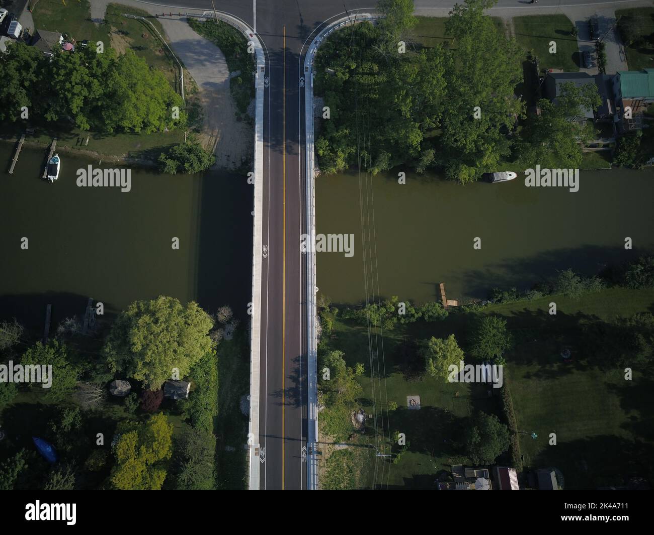 An aerial view of a road bridge over the river Stock Photo - Alamy