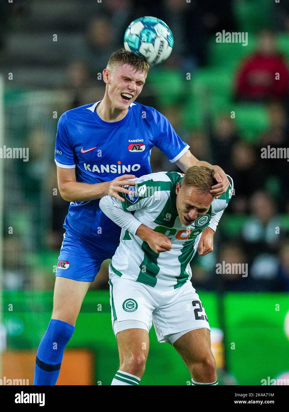 GRONINGEN - (lr) Maxim Dekker of AZ Alkmaar, Florian Kruger of FC ...