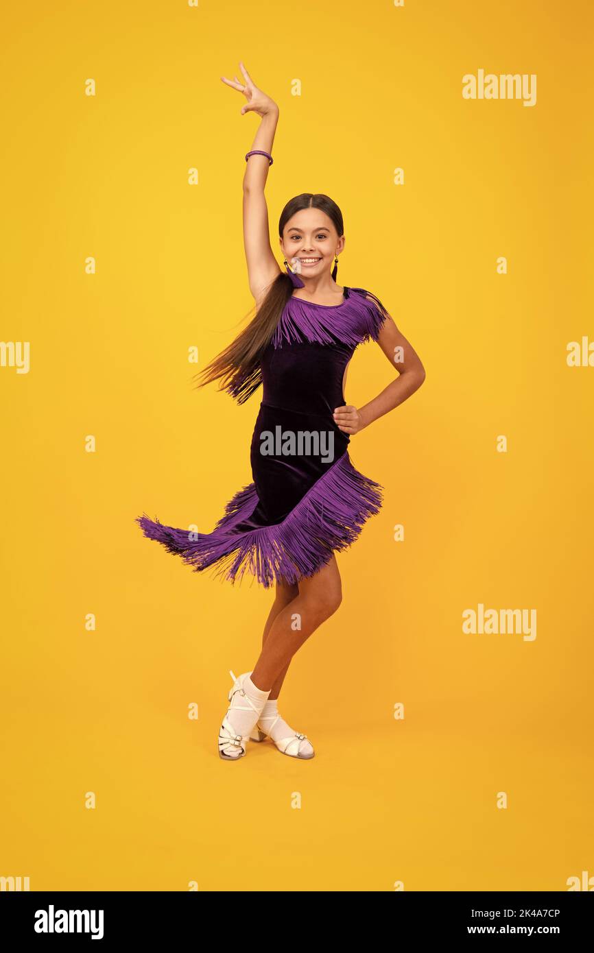 Teen girl dancing rumba, samba cha-cha-cha. Ballroom dance school for ...
