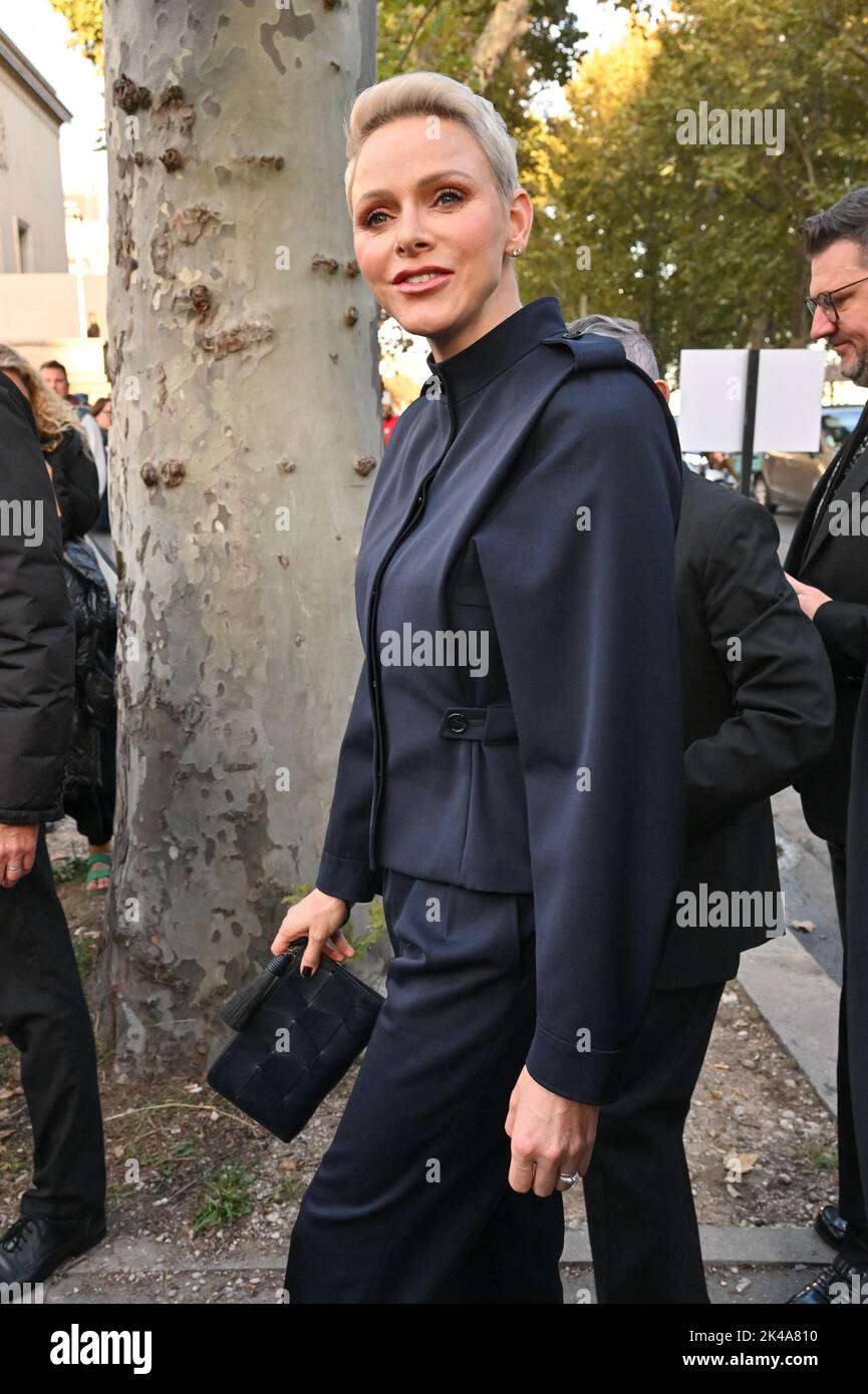 Charlene de Monaco attends the Akris show during Paris Fashion Week in ...