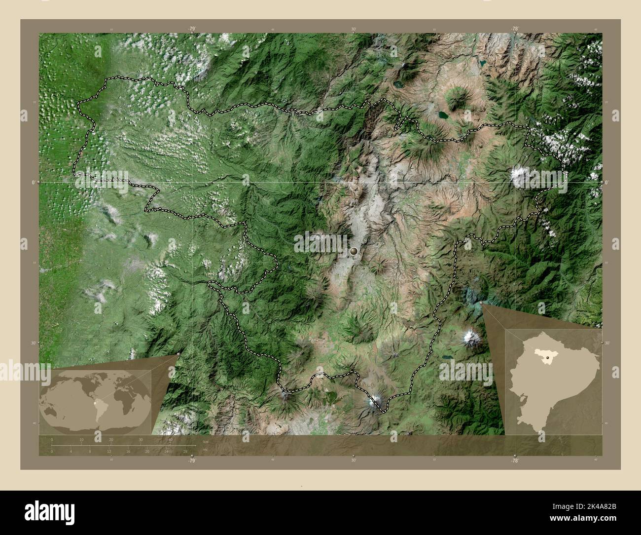 Pichincha, province of Ecuador. High resolution satellite map. Corner ...