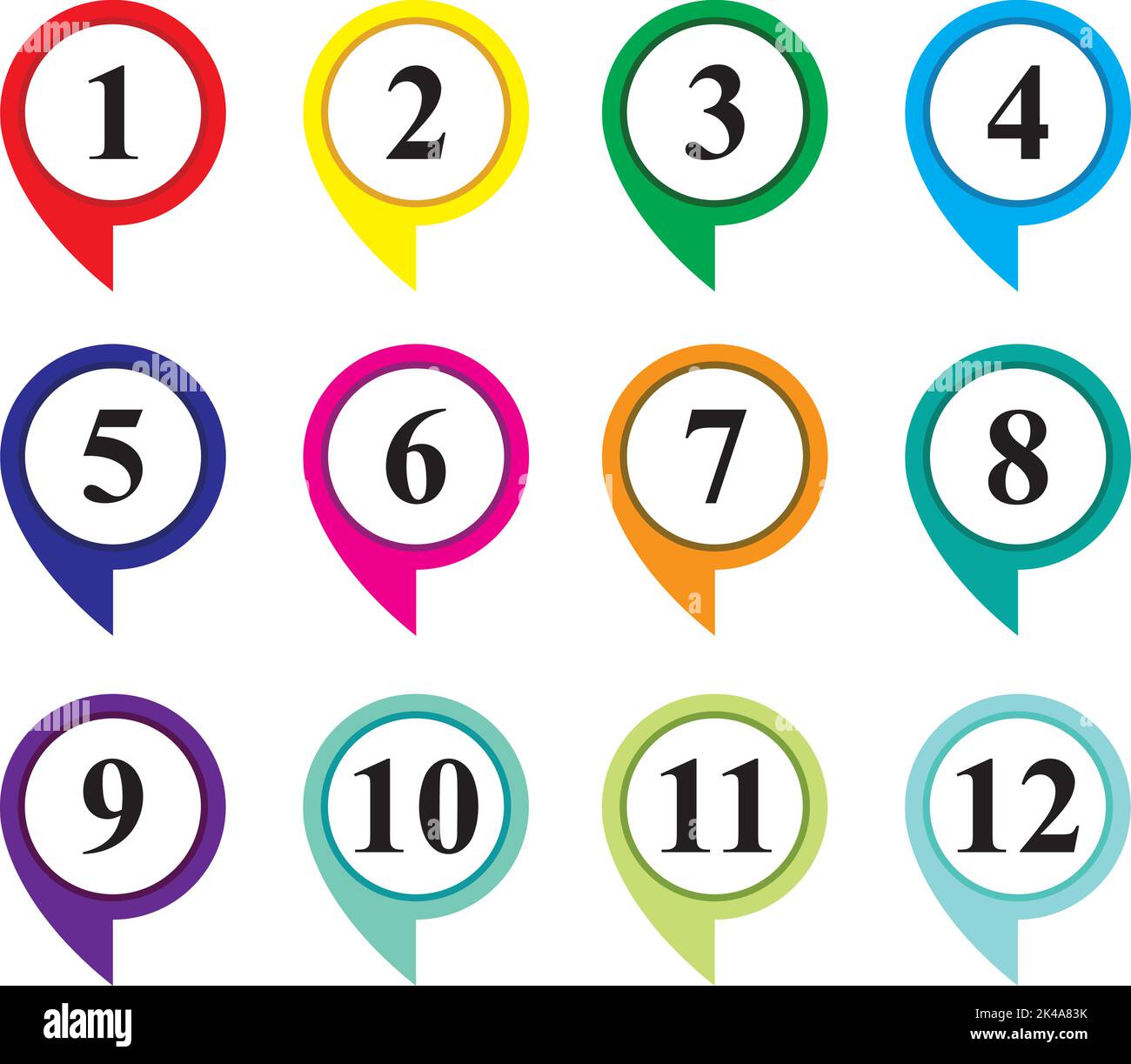 A set of numbers in colorful circles on a white background Stock Vector ...