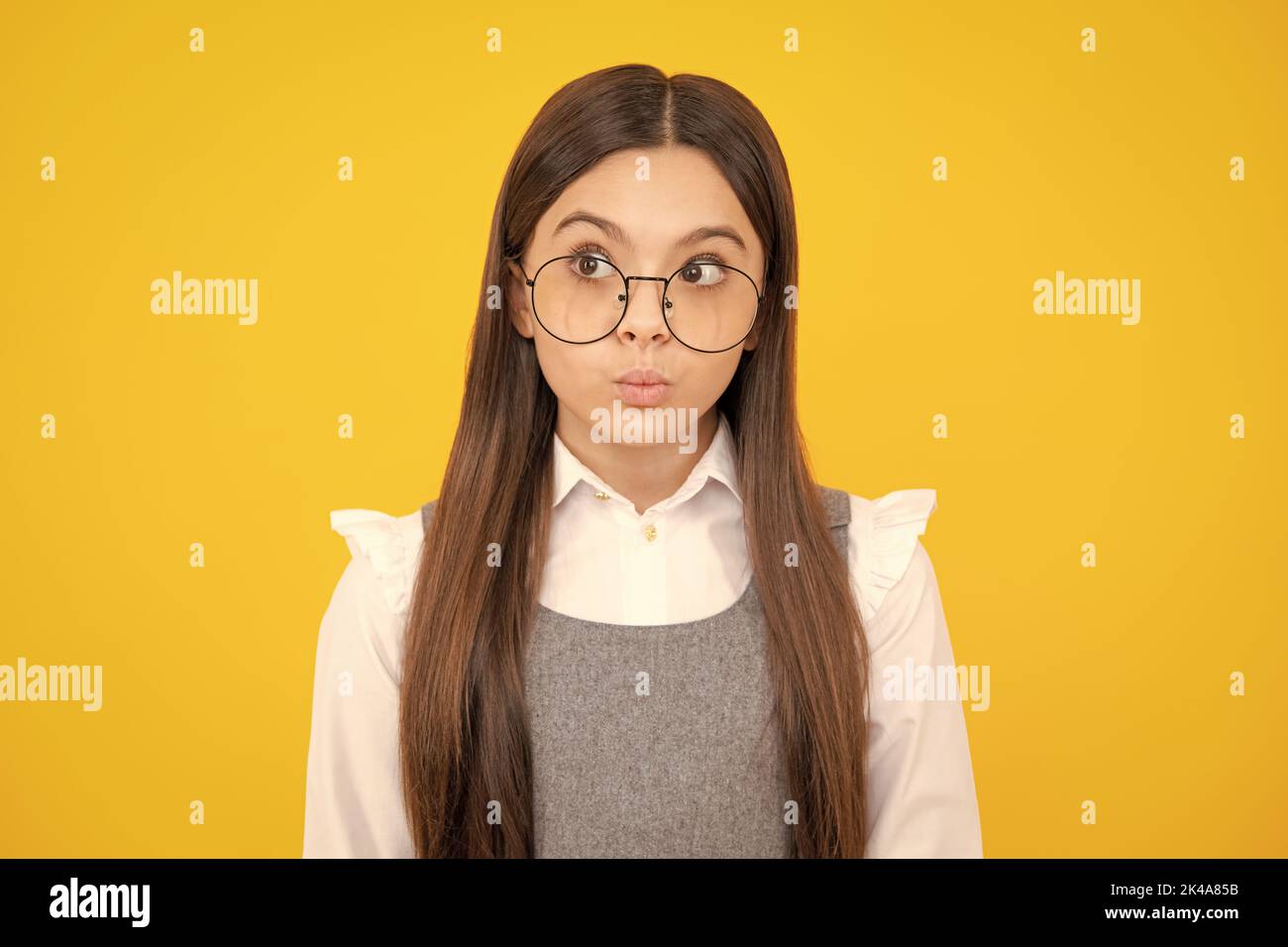 Teenager child girl with shocked facial expression. Surprised face ...