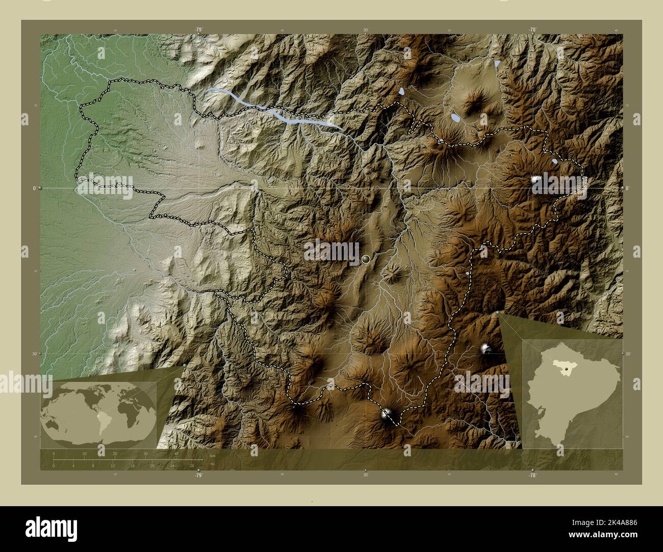 Pichincha, province of Ecuador. Elevation map colored in wiki style ...