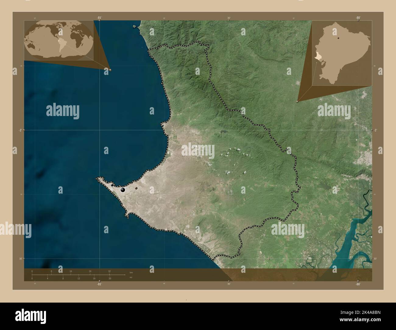 Santa Elena, province of Ecuador. Low resolution satellite map ...
