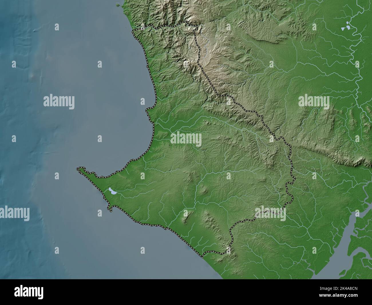 Santa Elena, province of Ecuador. Elevation map colored in wiki style ...