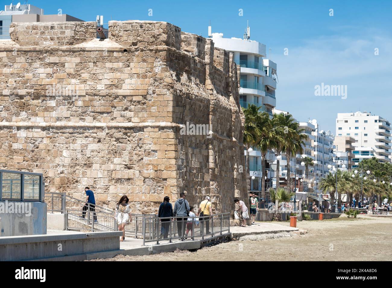 Larnaca, Cyprus - April 16, 2022: Group of tourists in front of Larnaca ...