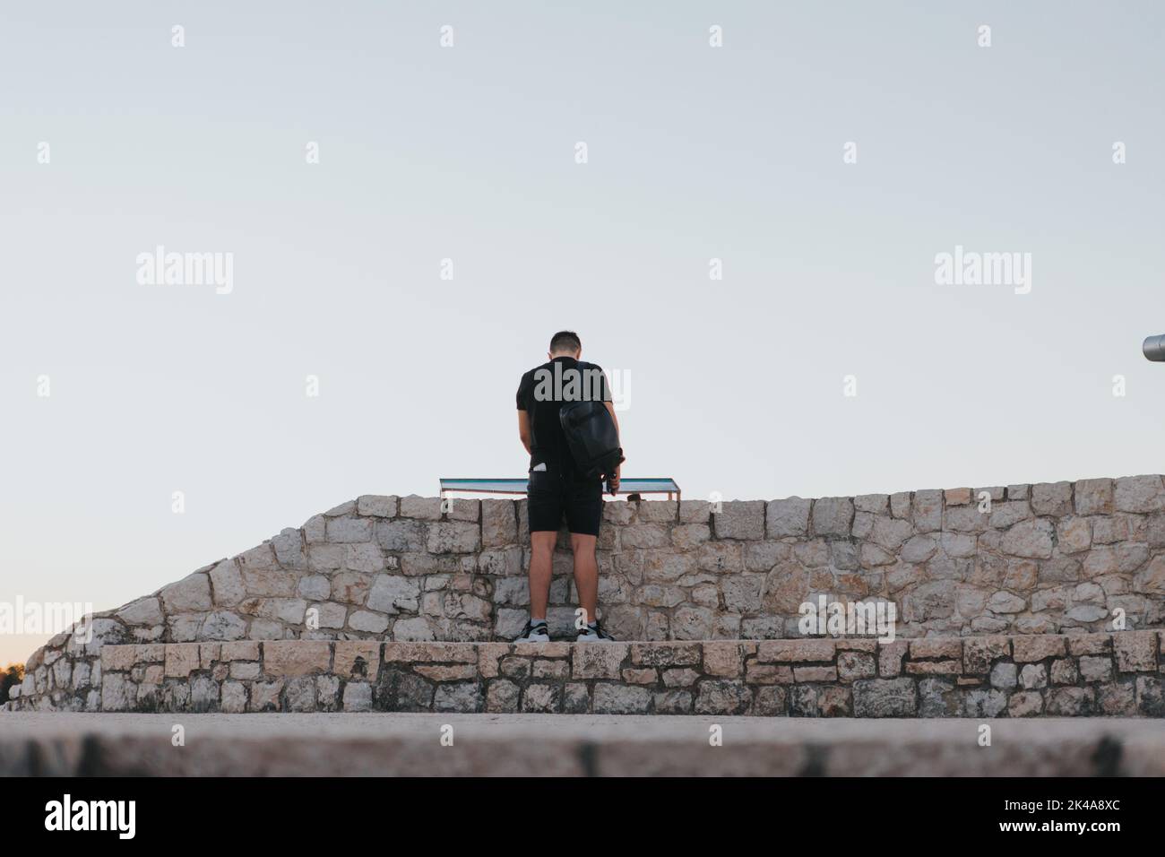 A tourist in the castle of Tesanj in Bosnia and Herzegovina Stock Photo ...