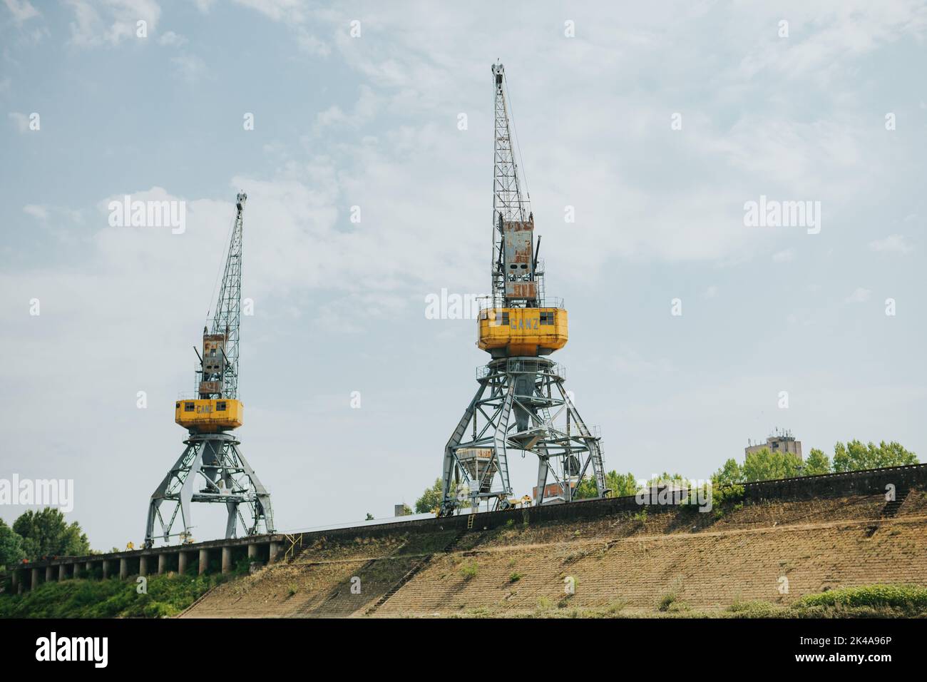 The cranes at the port of Brcko district in Bosnia and Herzegovina ...