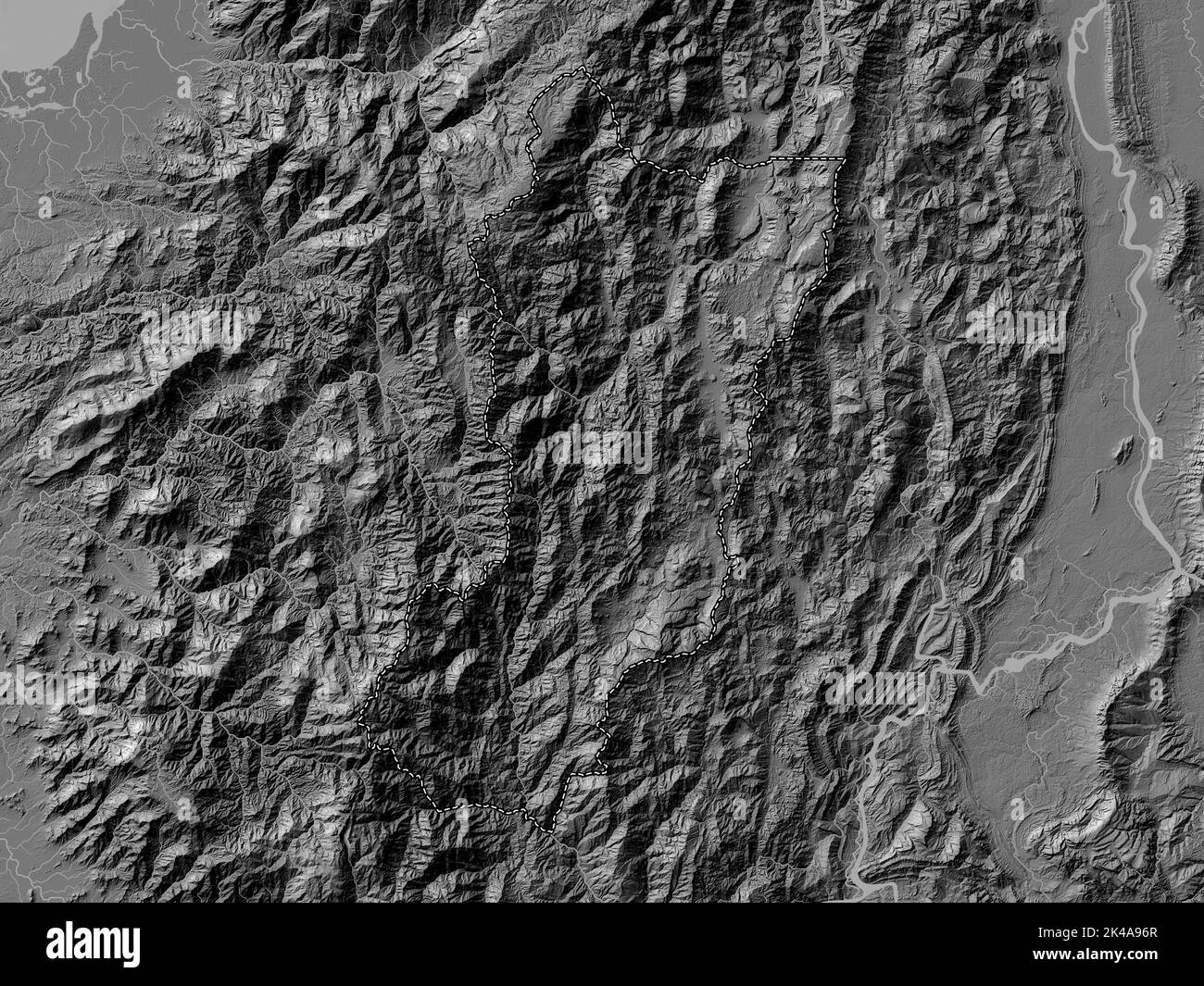 Zamora Chinchipe, province of Ecuador. Bilevel elevation map with lakes ...