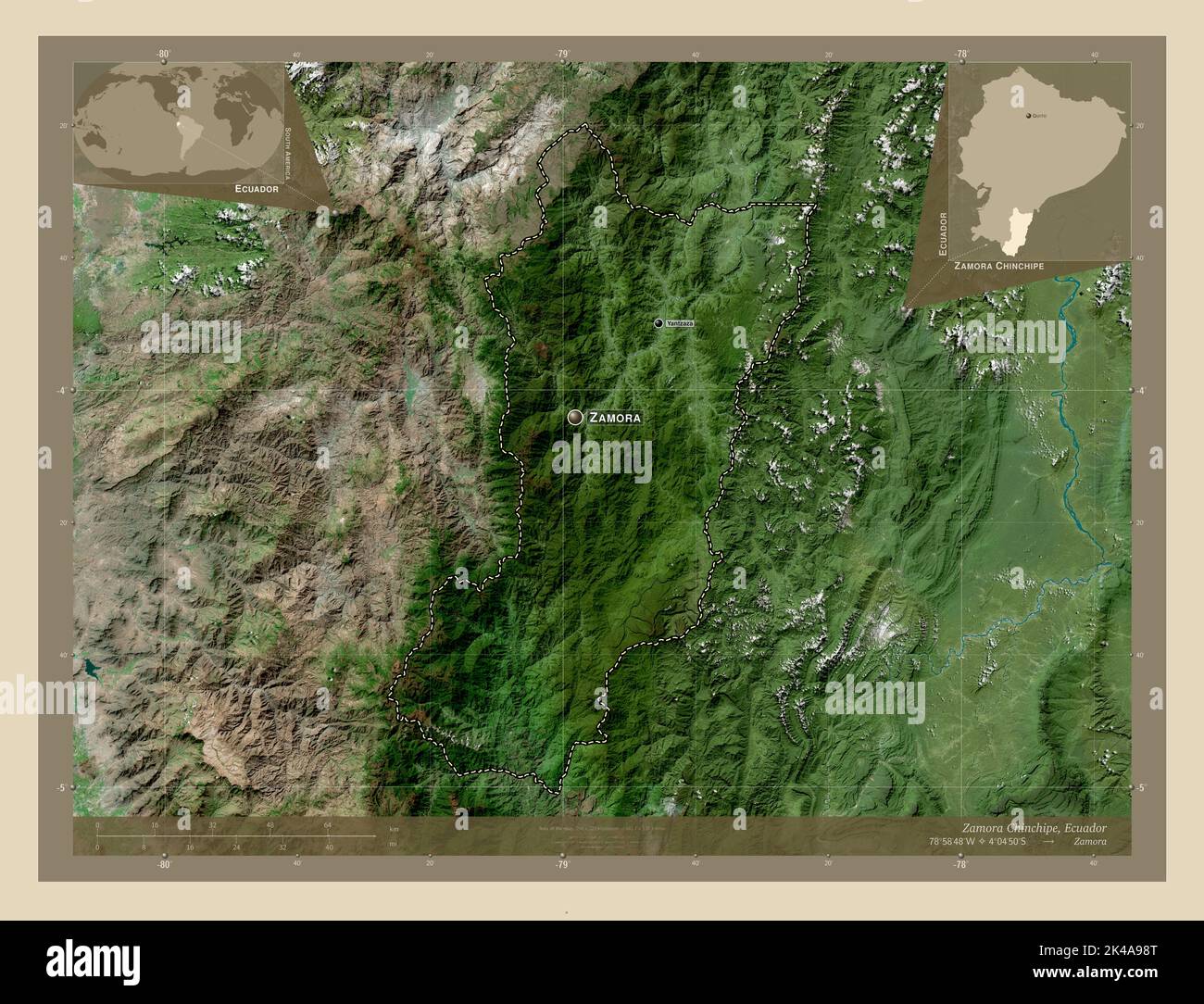 Zamora Chinchipe, province of Ecuador. High resolution satellite map ...