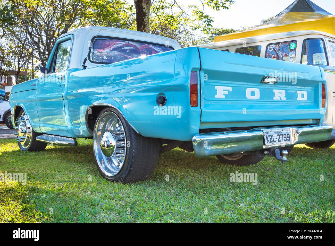 Vehicle pickup Ford F1000 1983 on display at vintage car show Stock ...
