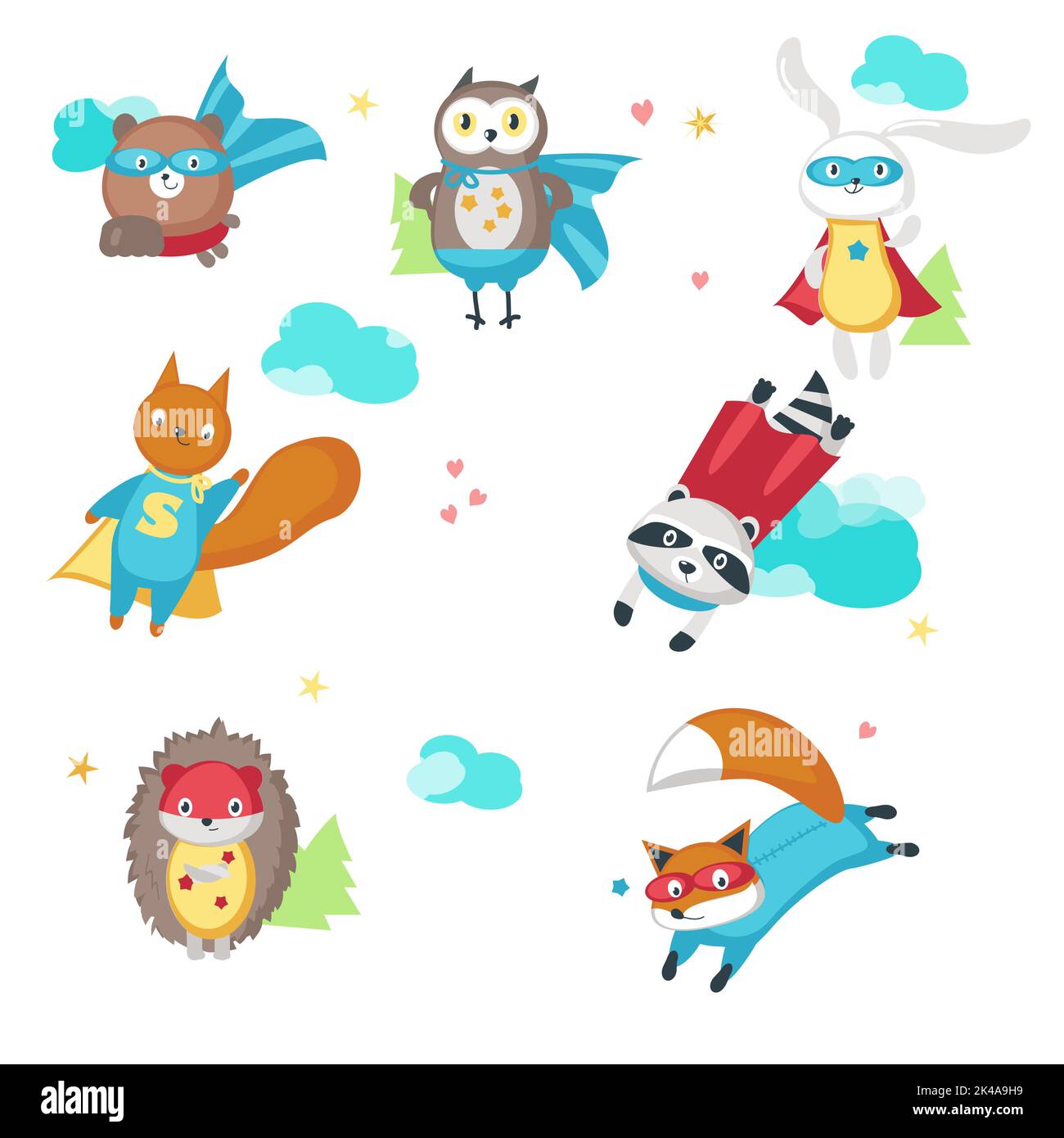 Superhero animals. Vector illustration isolated on white background ...