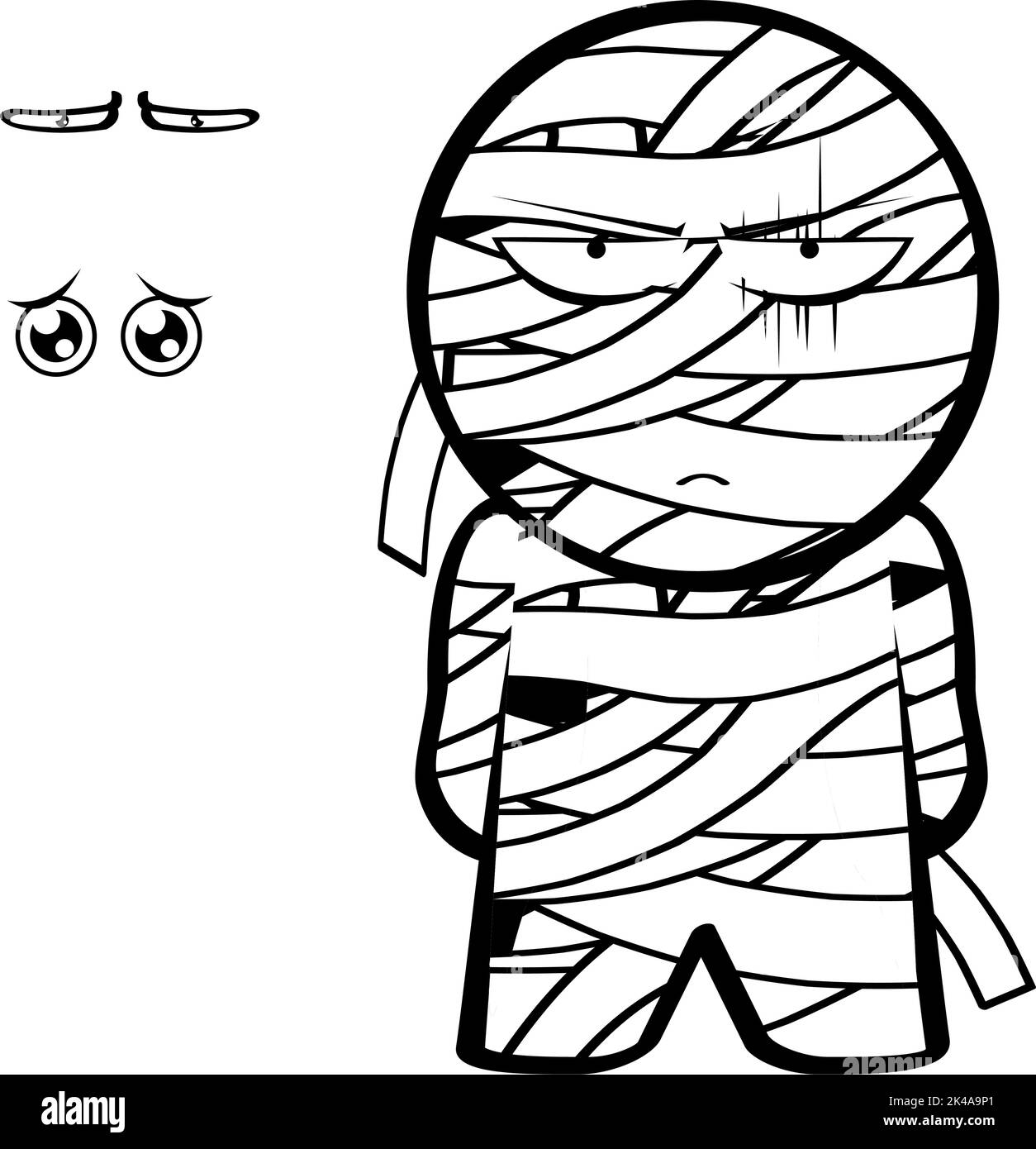 grumpy mummy character cartoon halloween set illustration in vector ...