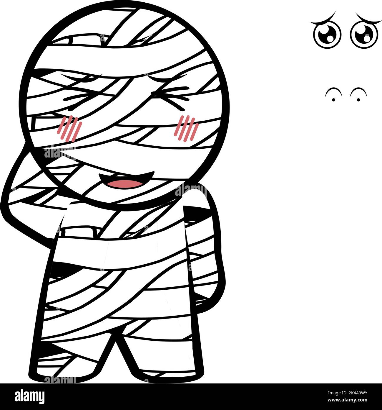ashamed mummy character cartoon halloween set illustration in vector ...