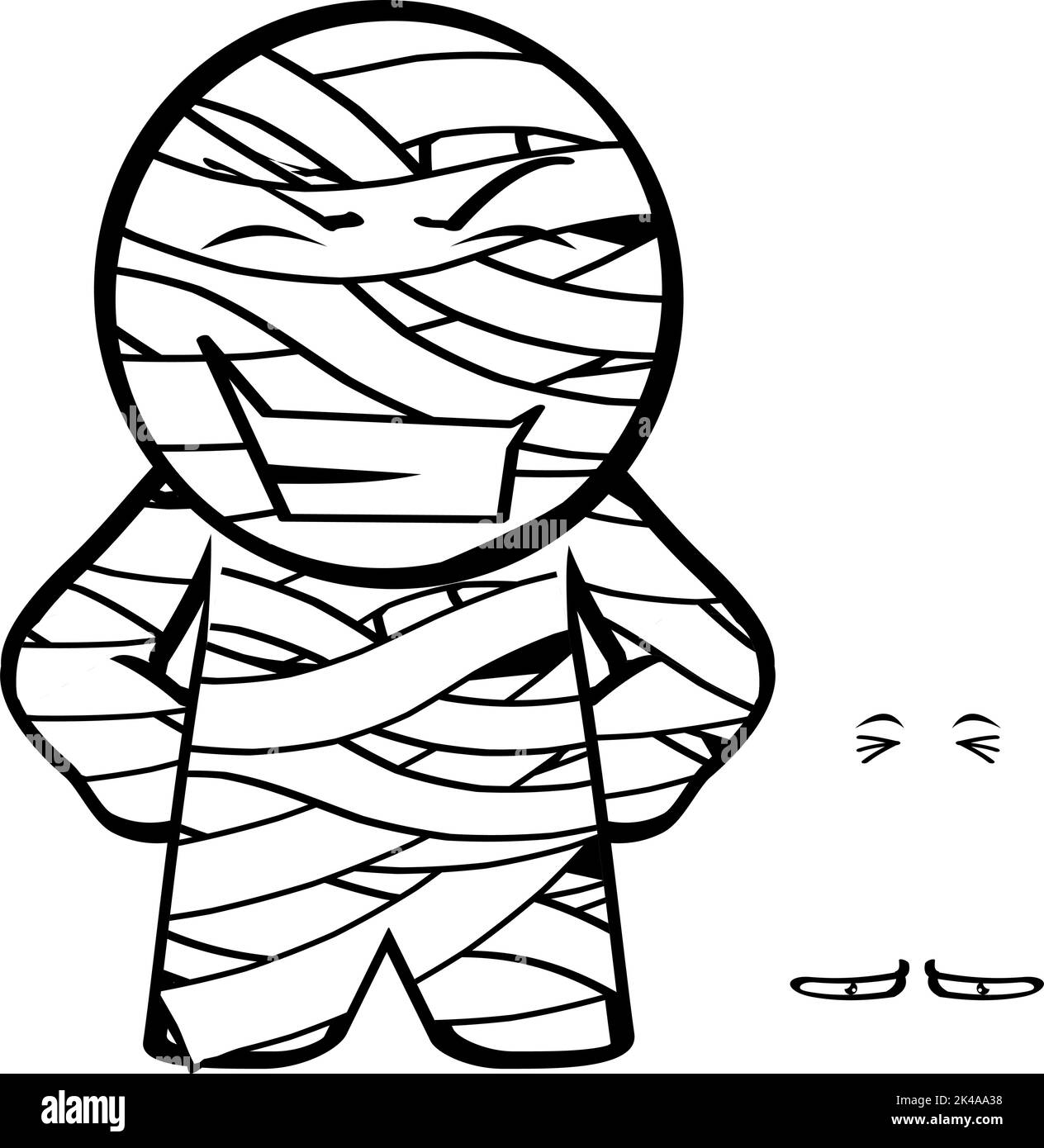 kawaii mummy character cartoon halloween set illustration in vector ...