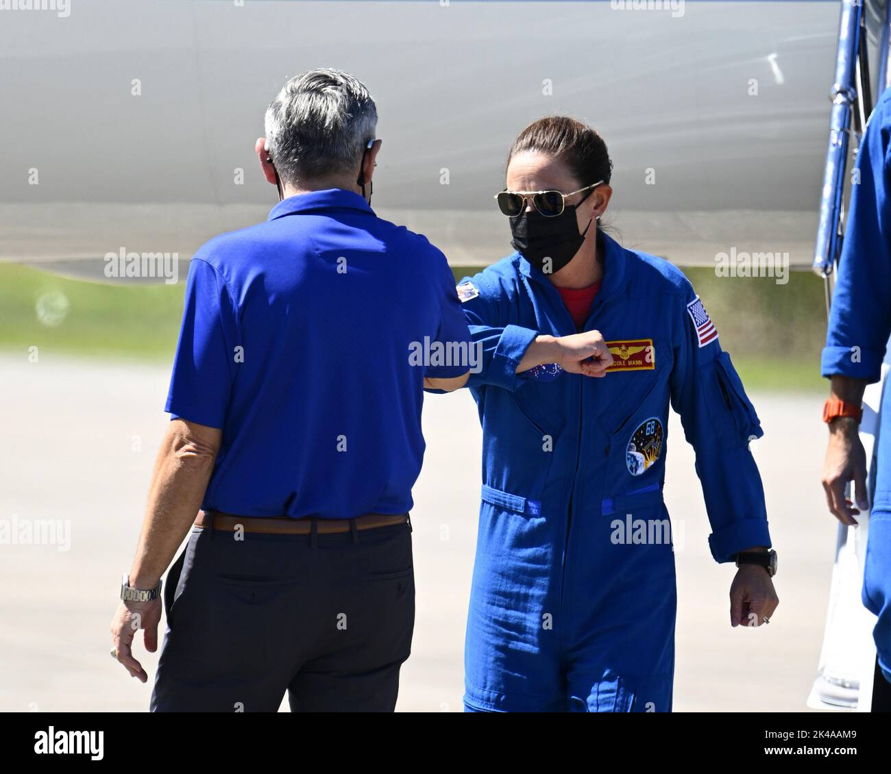 NASA Astronaut and Crew-5 Mission Commander Nicole Mann elbow bumps ...