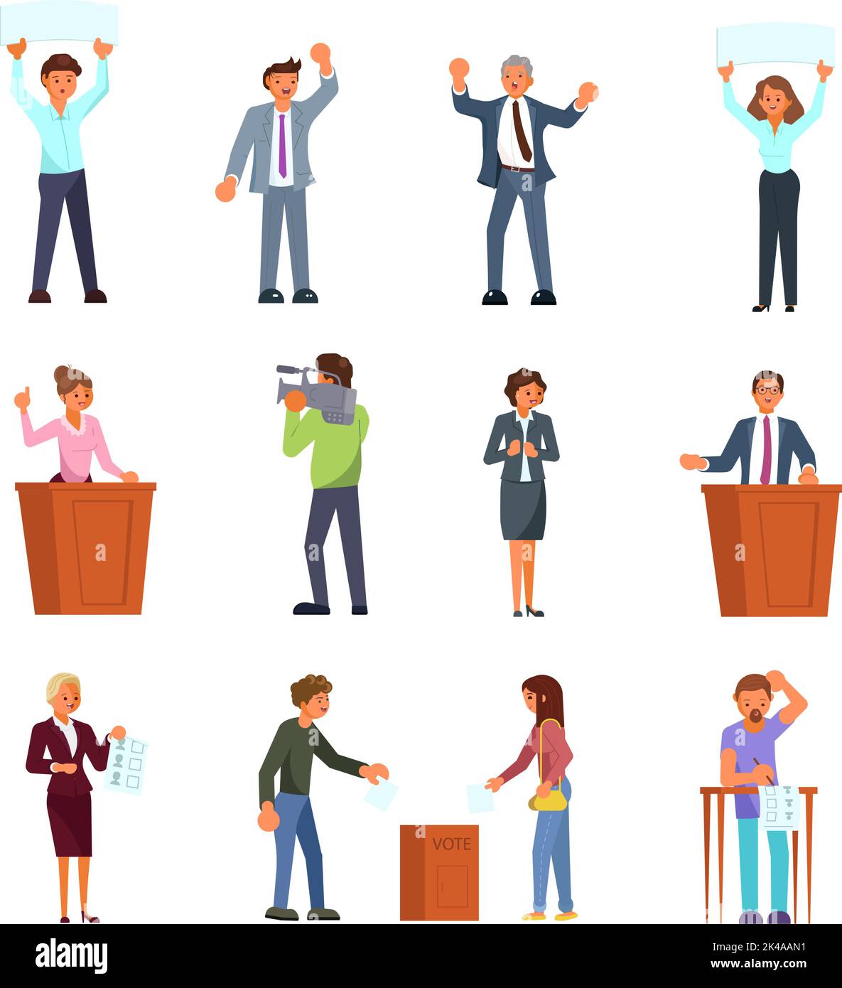 Election campaign and voting concept vector flat illustration isolated ...