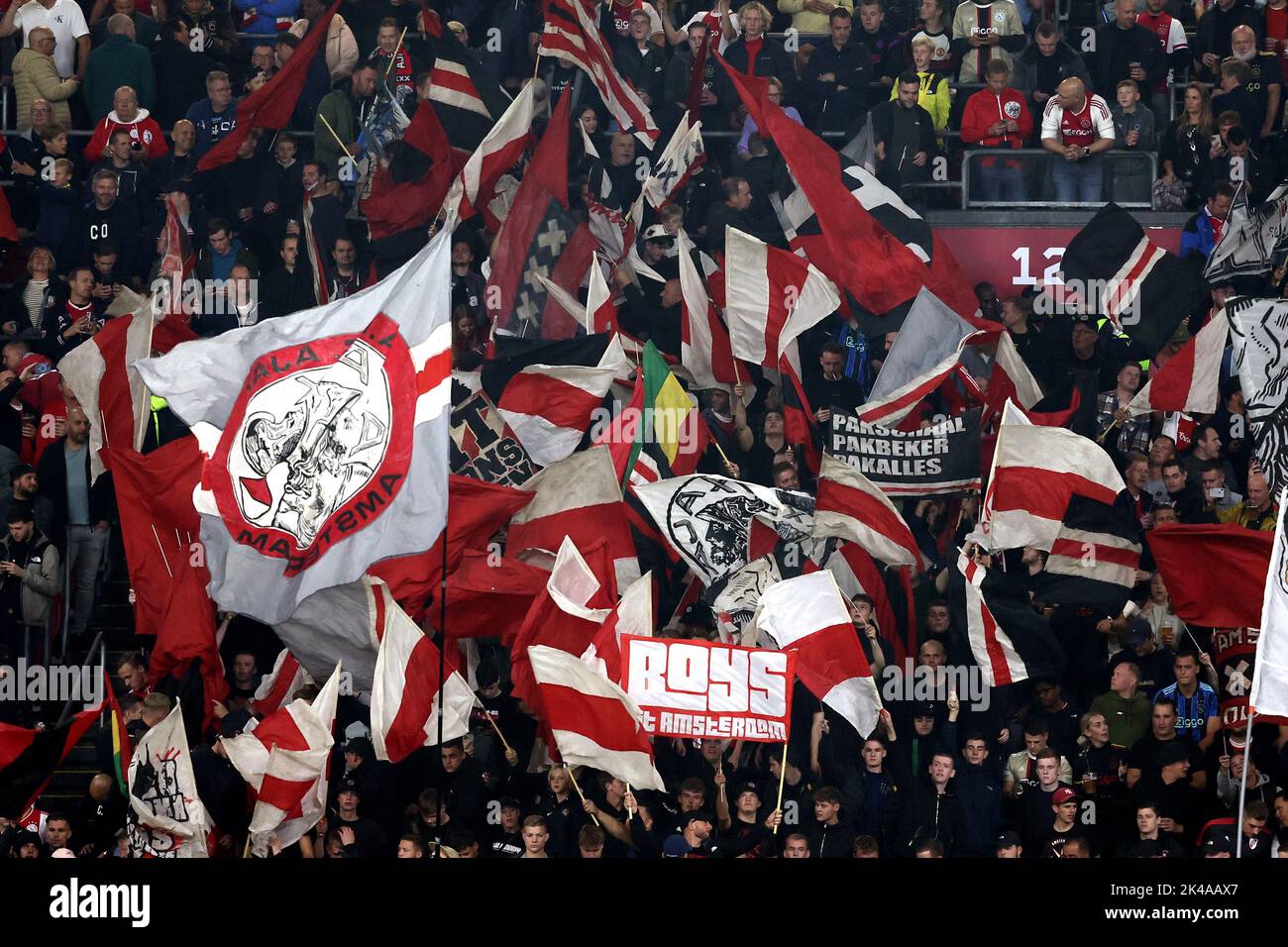 AMSTERDAM - Ajax supporters during the Dutch Eredivisie match between ...