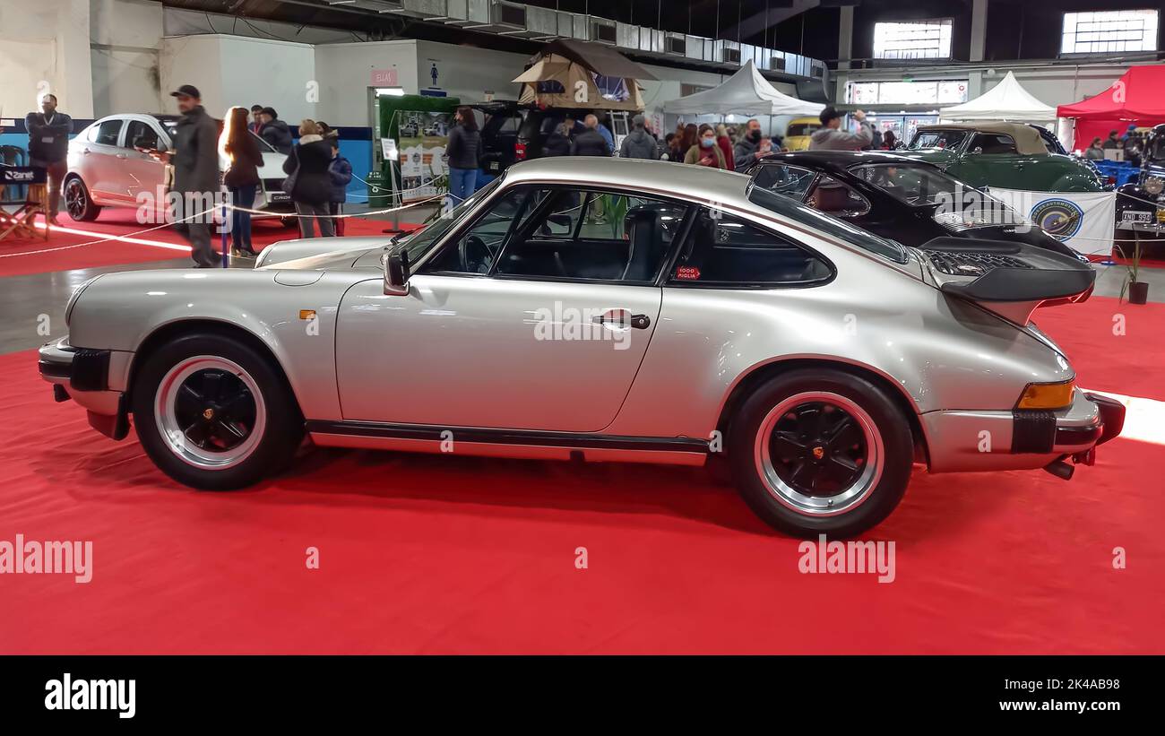 Old silver gray sport 1980 Porsche 911 SC speedster coupe on the red ...