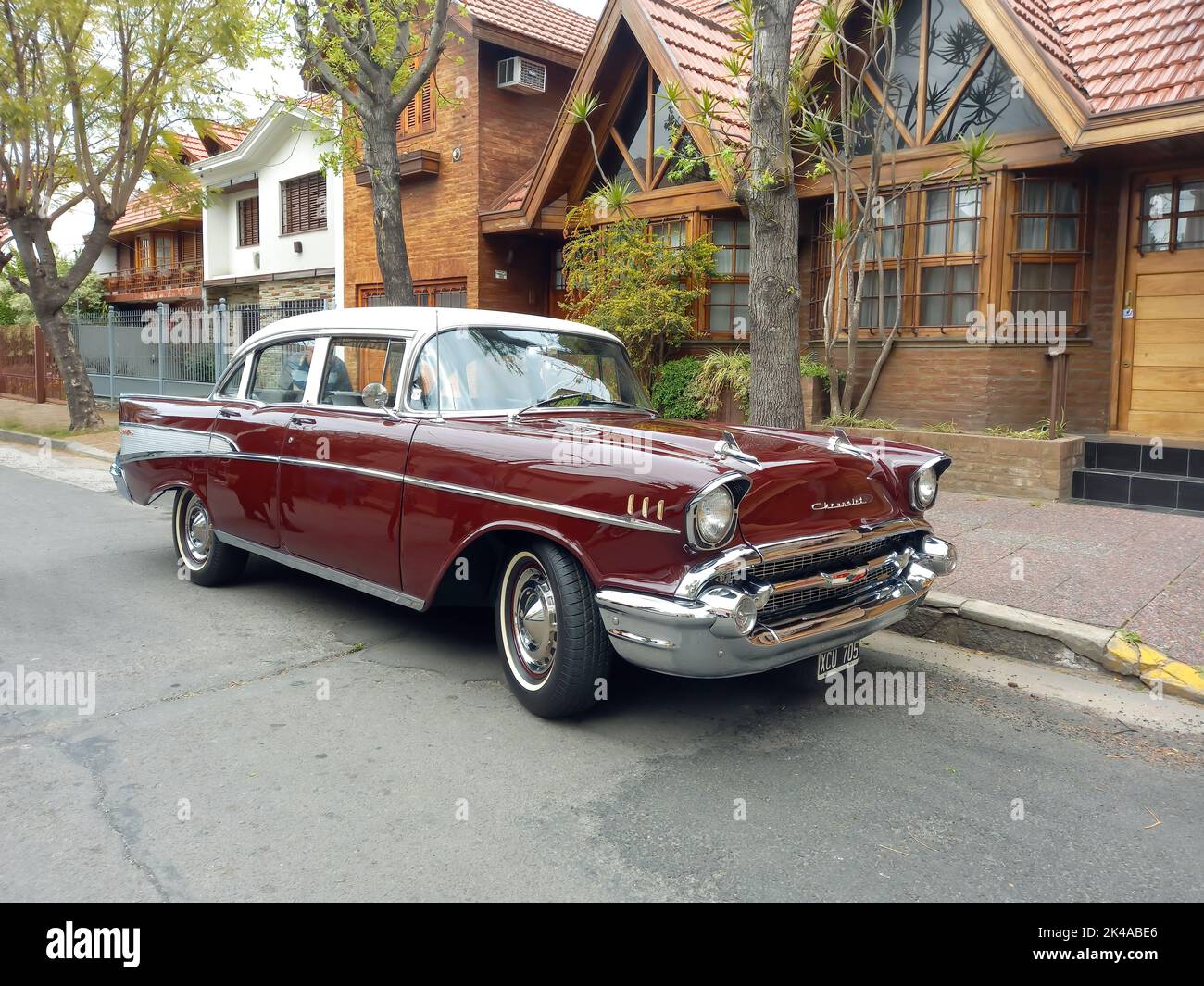 Bernal, Argentina - Sept 18, 2022: Old red bordeaux maroon 1957 ...