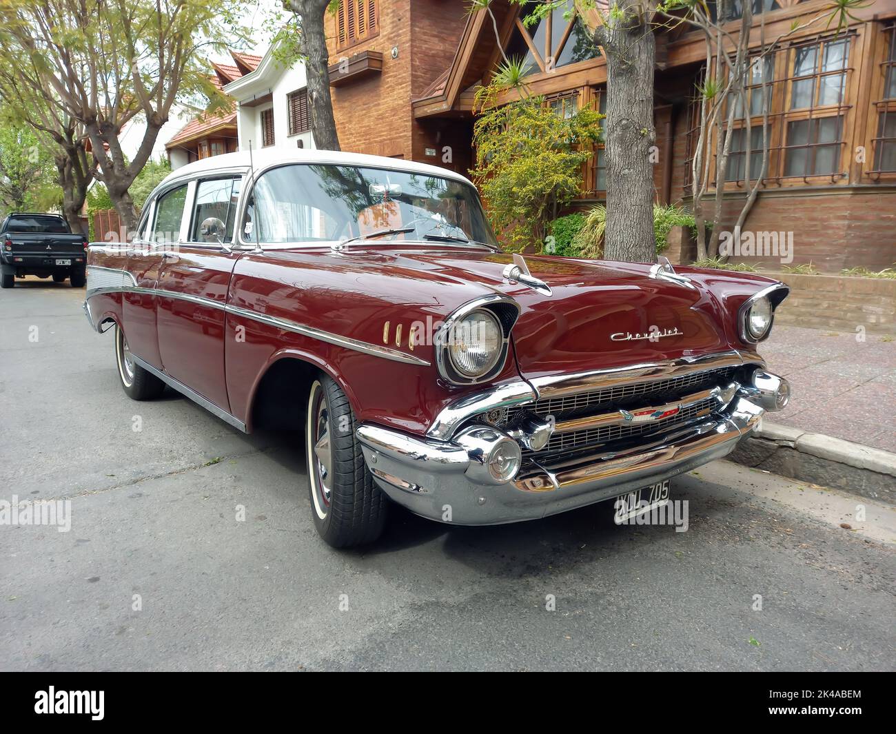 Bernal, Argentina - Sept 18, 2022: Old red bordeaux maroon 1957 ...