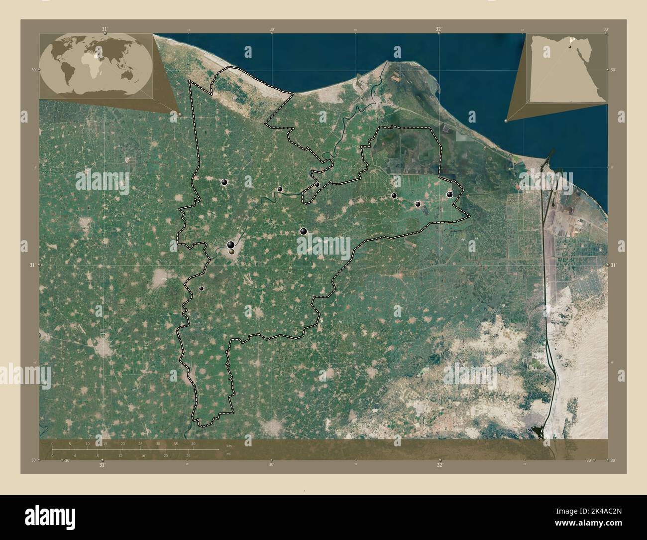 Ad Daqahliyah, governorate of Egypt. High resolution satellite map ...
