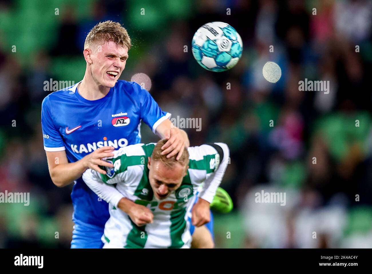 GRONINGEN, NETHERLANDS - OCTOBER 1: Maxim Dekker of AZ Alkmaar, Florian ...