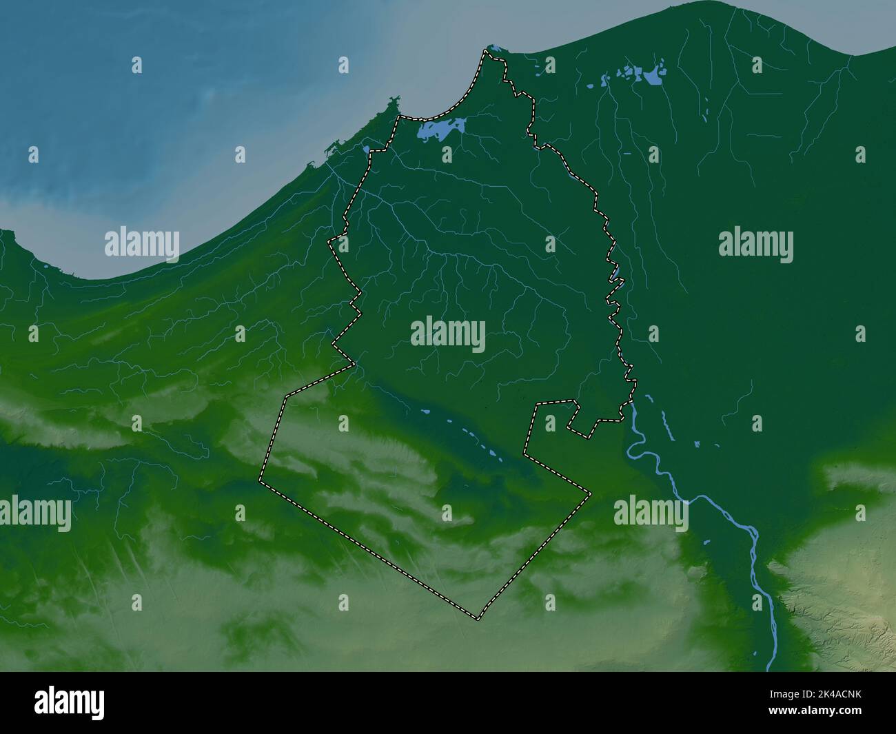 Al Buhayrah, governorate of Egypt. Colored elevation map with lakes and ...