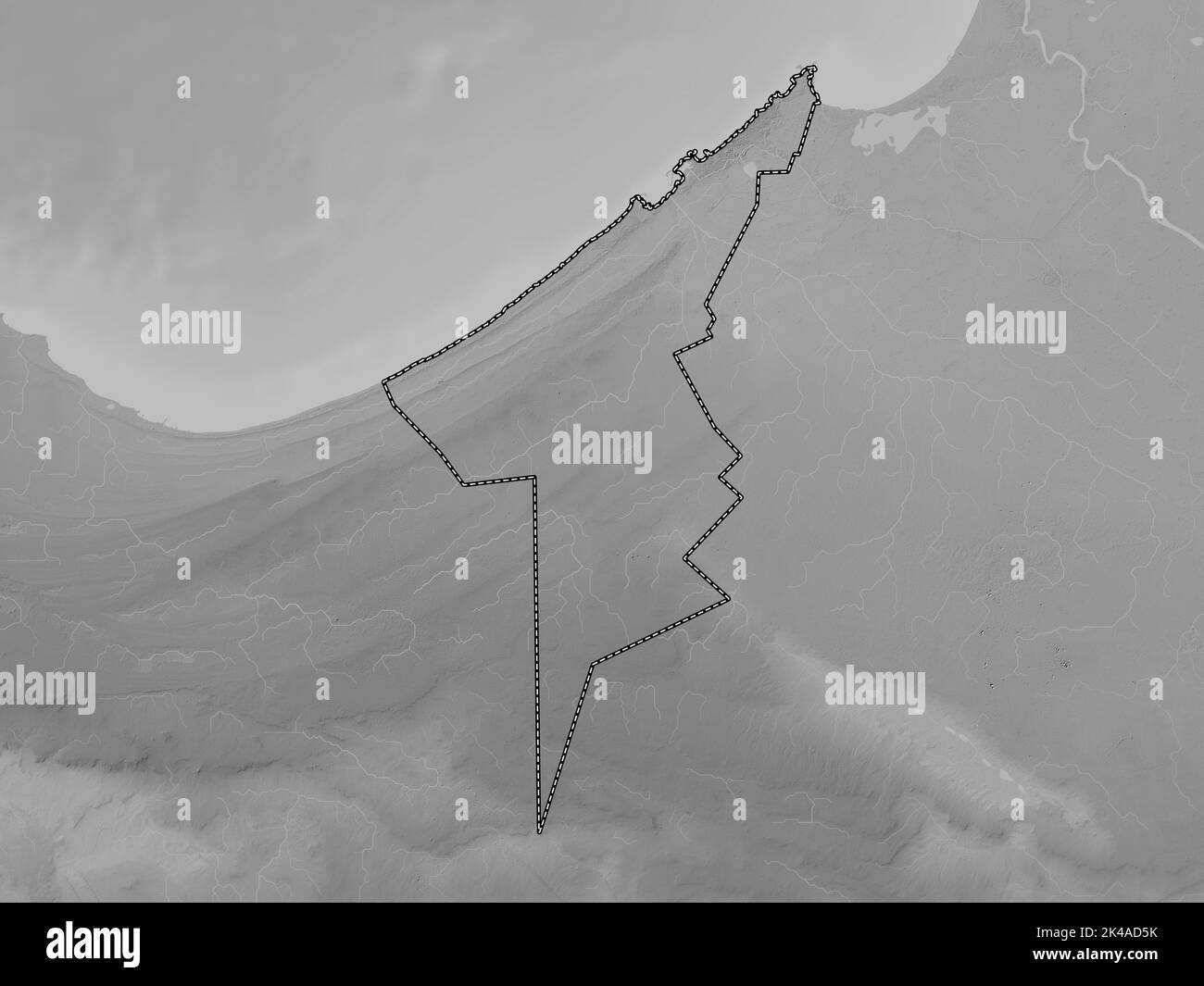 Al Iskandariyah, governorate of Egypt. Grayscale elevation map with ...