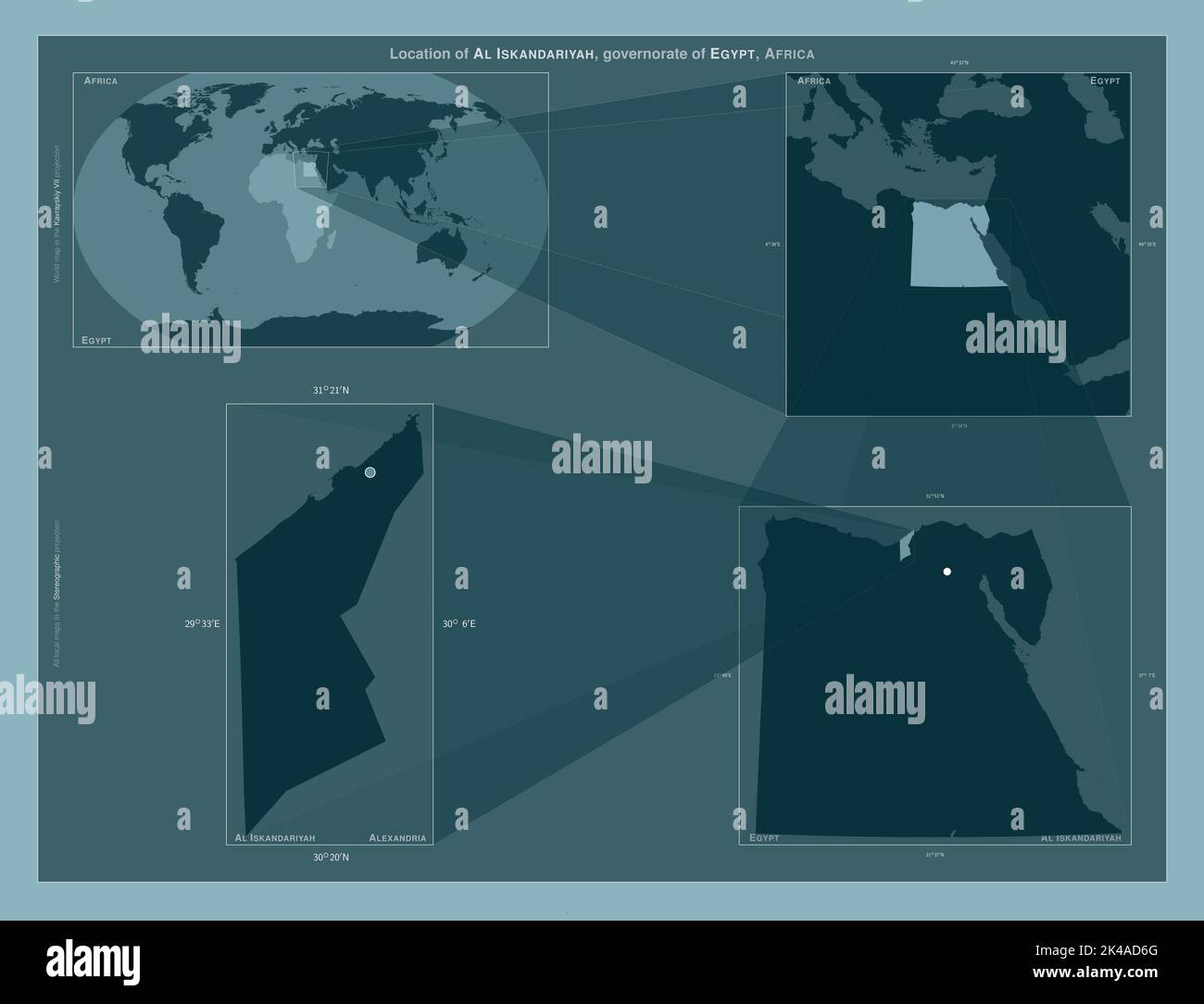 Al Iskandariyah, governorate of Egypt. Diagram showing the location of ...
