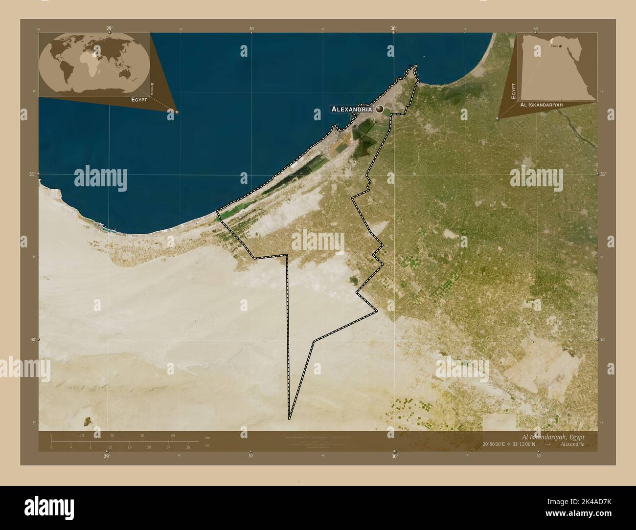 Al Iskandariyah, governorate of Egypt. Low resolution satellite map ...
