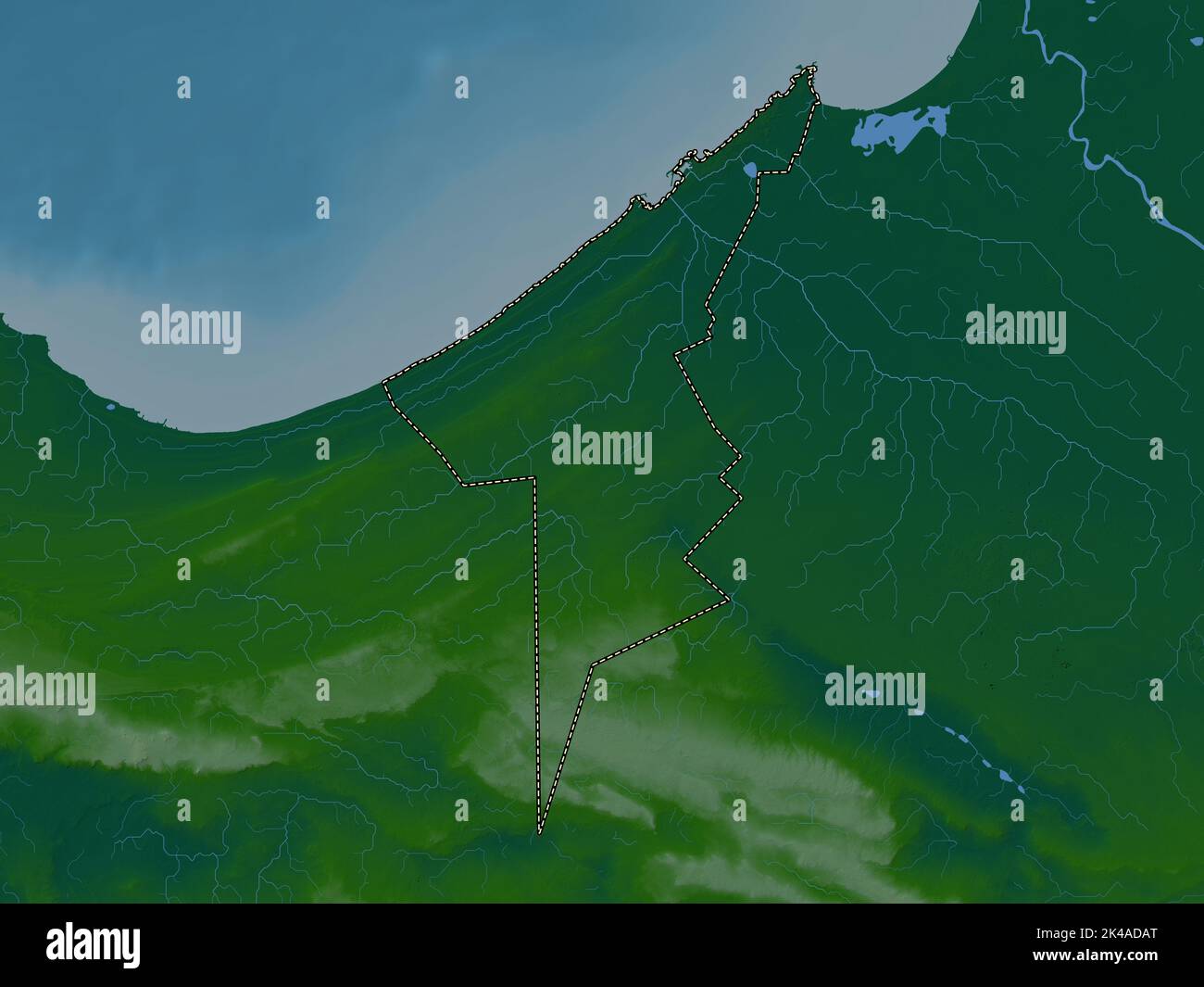 Al Iskandariyah, governorate of Egypt. Colored elevation map with lakes ...