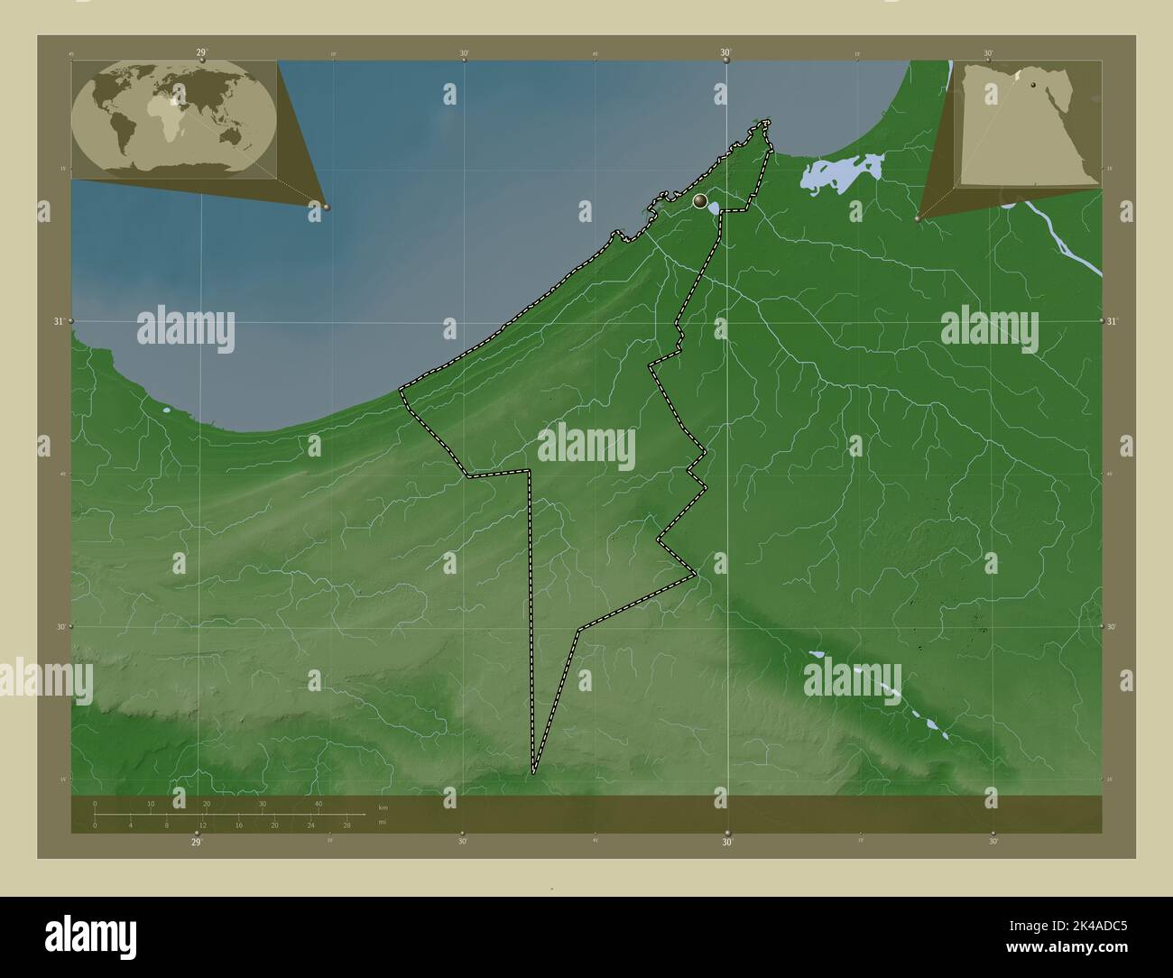 Al Iskandariyah, governorate of Egypt. Elevation map colored in wiki ...