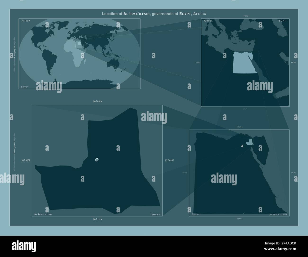 Al Isma`iliyah, governorate of Egypt. Diagram showing the location of ...
