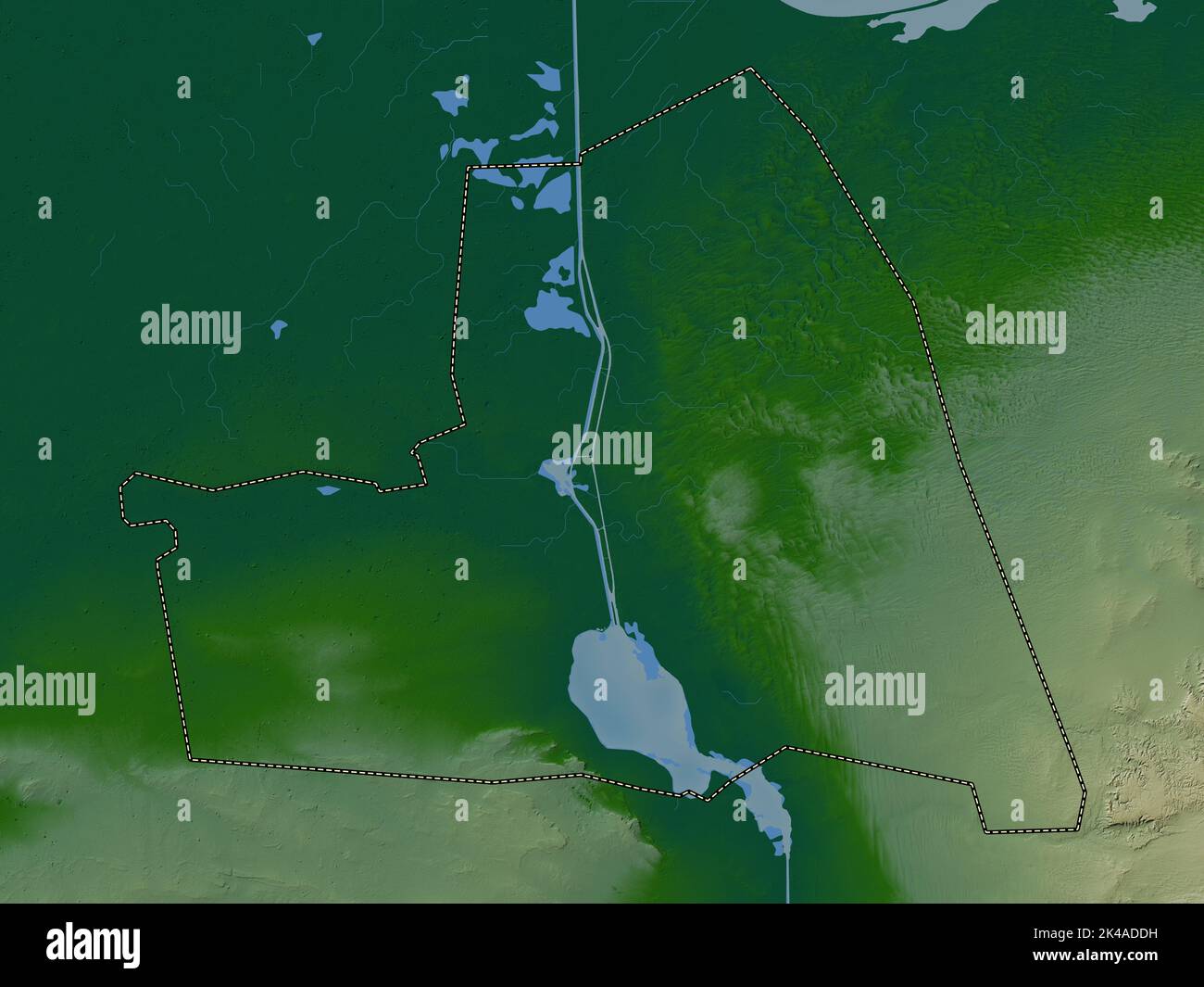 Al Isma`iliyah, governorate of Egypt. Colored elevation map with lakes ...