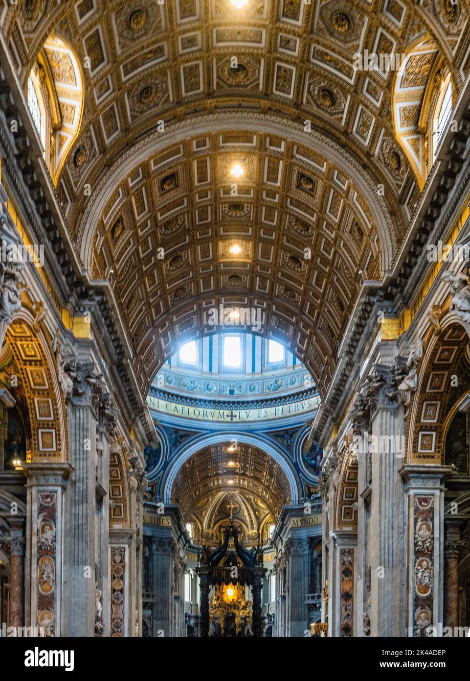 A vertical shot of the interior of Saint Peter's Basilica in Rome ...