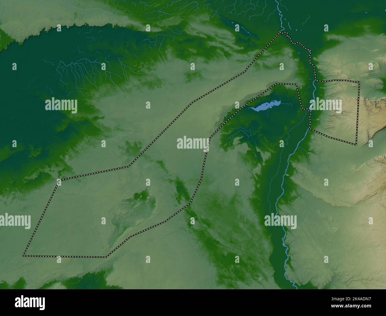 Al Jizah, governorate of Egypt. Colored elevation map with lakes and ...