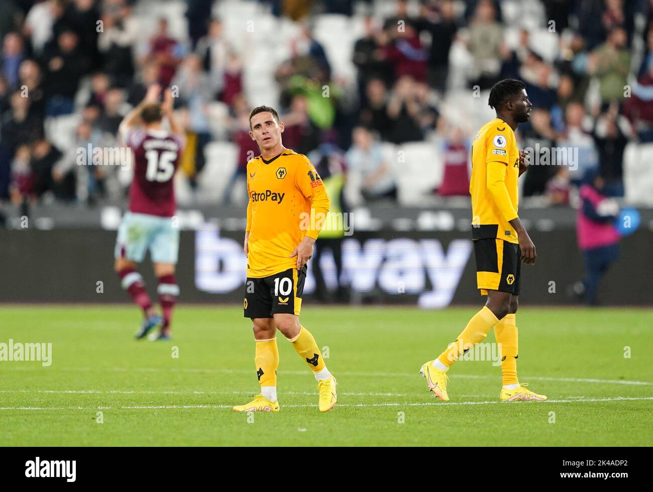 Wolverhampton Wanderers' Daniel Podence reacts following the Premier ...