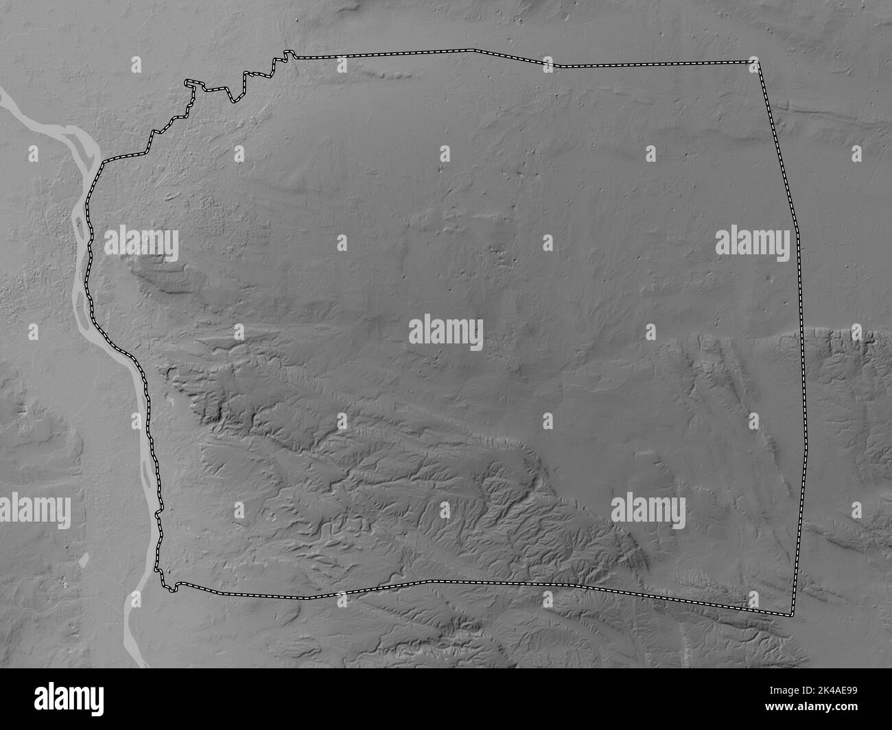 Al Qahirah, governorate of Egypt. Grayscale elevation map with lakes ...