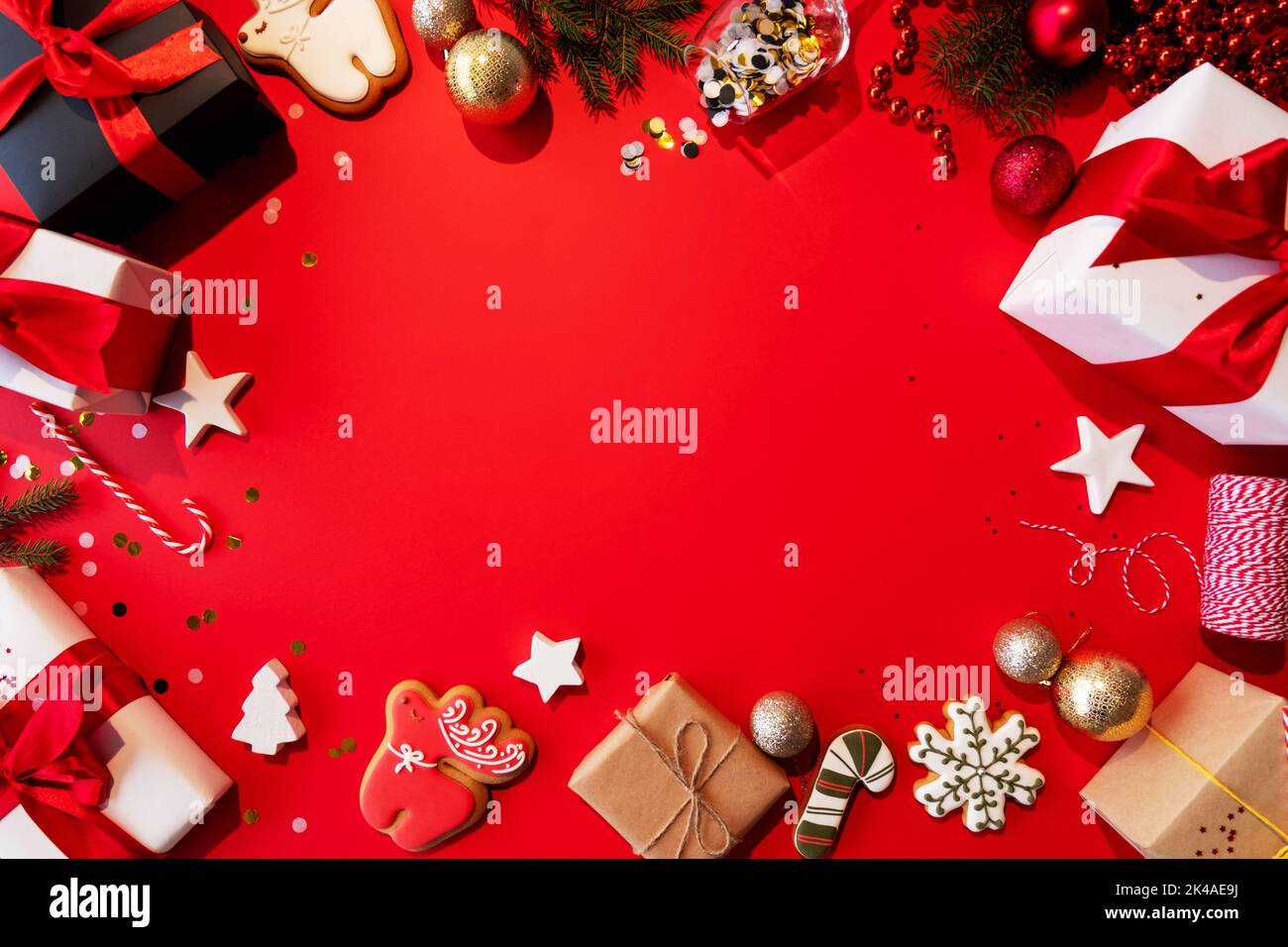 christmas frame winter holidays background red Stock Photo - Alamy