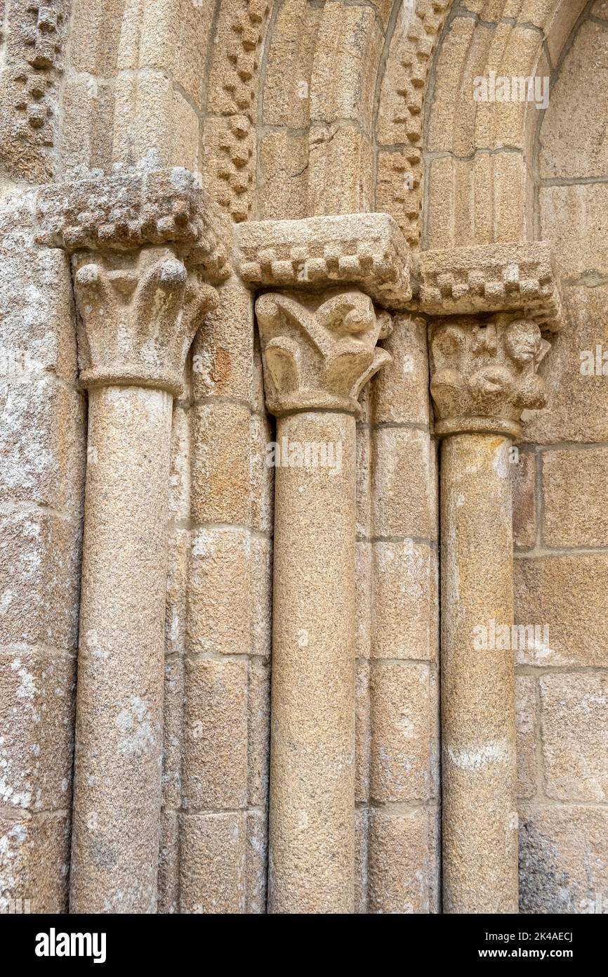 Capitals on the door, church of the medieval Romanesque monastery of ...