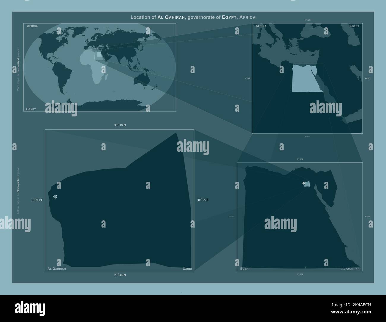 Al Qahirah, governorate of Egypt. Diagram showing the location of the ...
